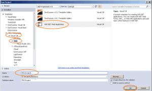 Create ASP.NET MVC Application in C# and visual studio