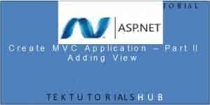 Create ASP.NET MVC Application in C# and visual studio