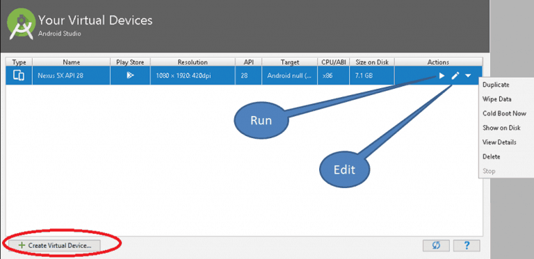 Create & Manage Android Virtual Device - Tektutorialshub