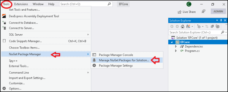 Entity Framework Core Console Application Tektutorialshub