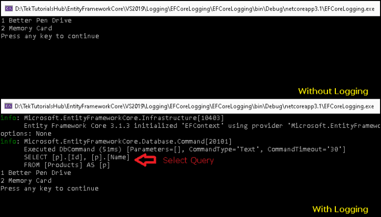 Logging in EF Core - Tektutorialshub Logging in EF Core - Tektutorialshub