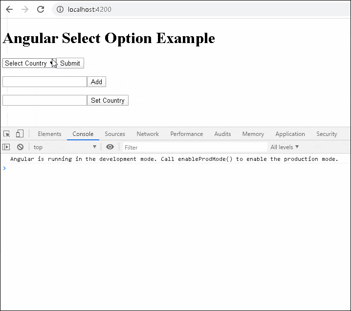 Select Options Example In Angular Tektutorialshub