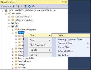 Create Table in SQL Server - Tektutorialshub