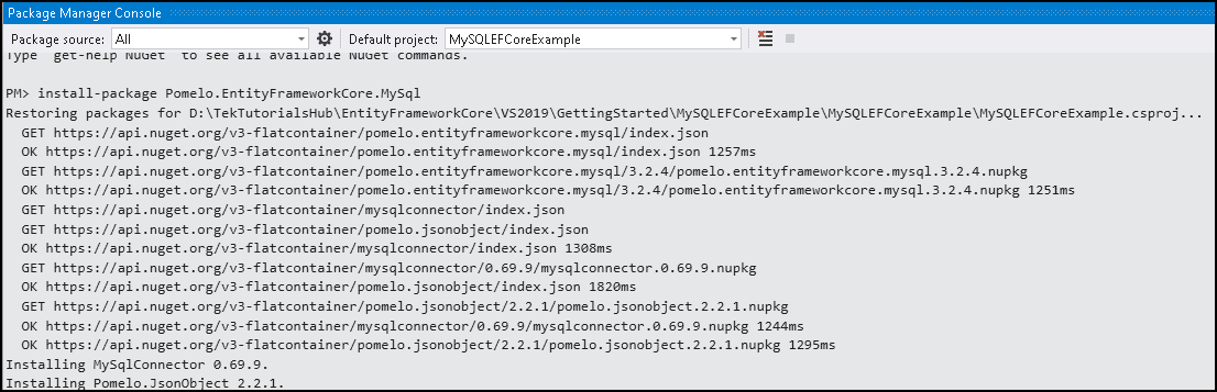 Using Mysql And Mariadb In Entity Framework Core Tektutorialshub
